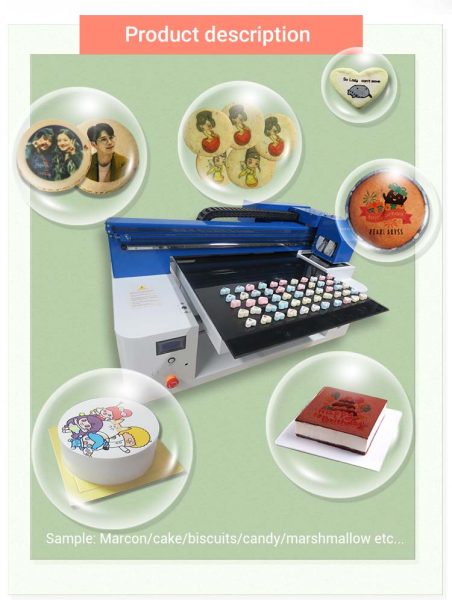 Auto edible A2plus food inkjet printer for edible cake macaron candy ...